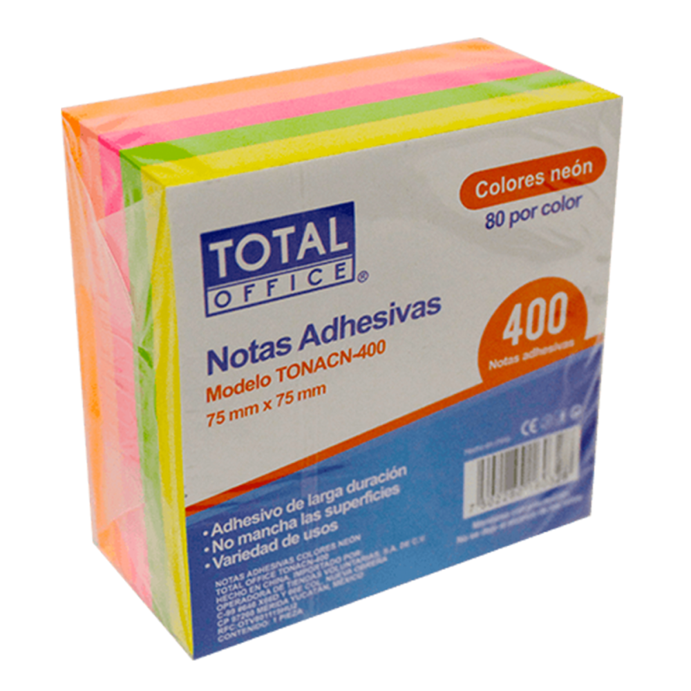 NOTA ADHESIVA TOTAL OFFICE 3X3 CUBO NEON TONACN-400 – Total Office