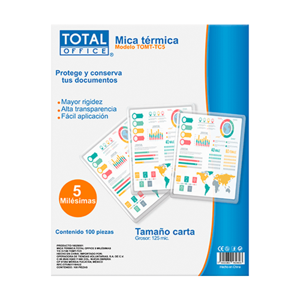 MICA TERMICA TOTAL OFFICE 5 MILESIMAS T/C PAQ 100 PZAS TOMT -TC05 ...